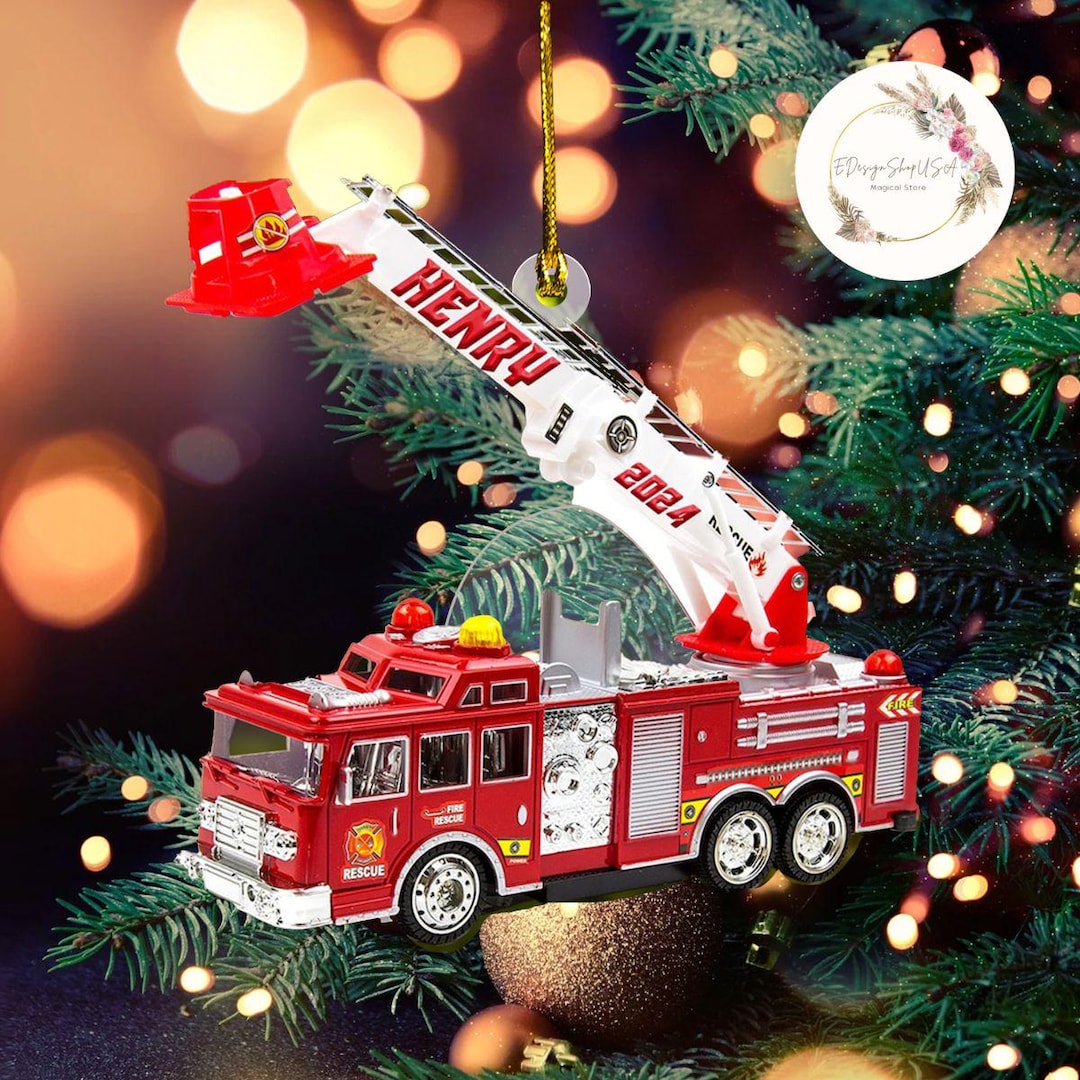 Personalized Fire Truck Christmas Ornament, Trucker Christmas Light ...