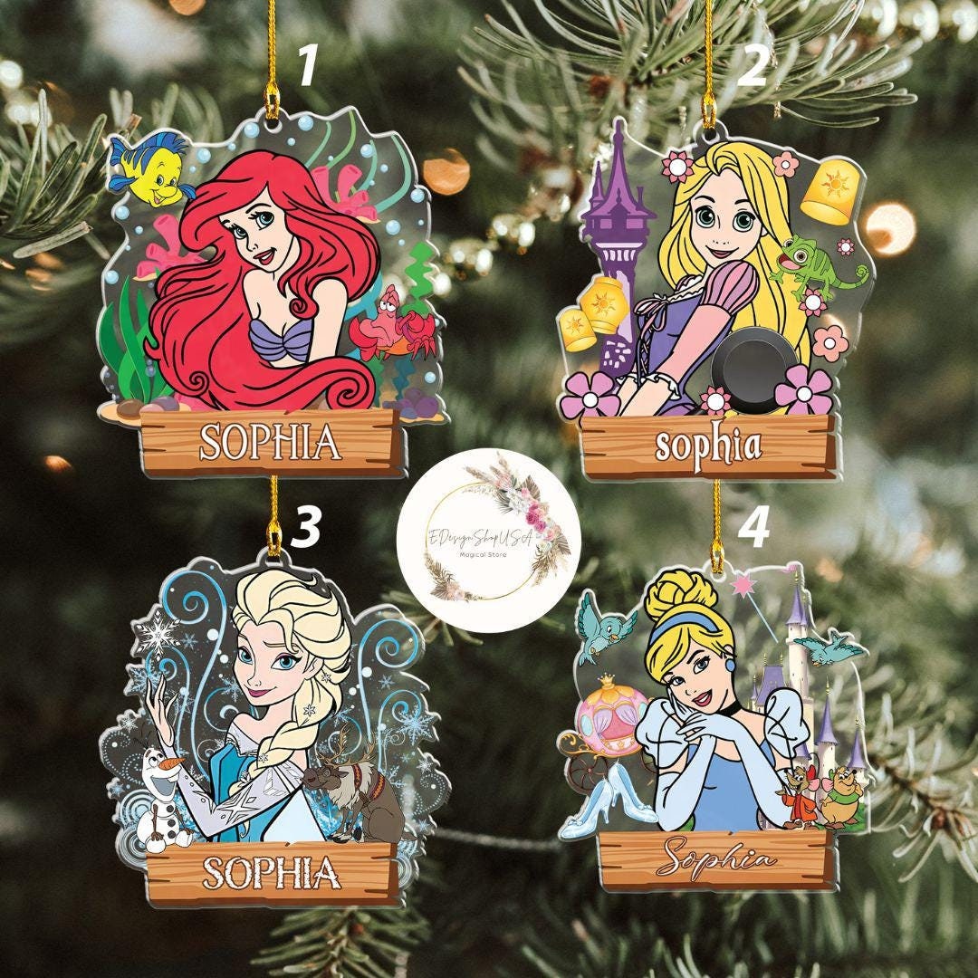 Personalized Disney Princess Ornament, Disney Christmas Ornament ...