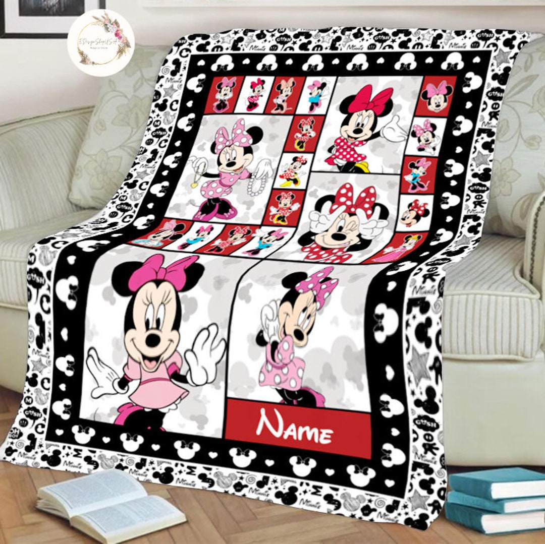 Personalized Minnie Mouse Blanket, Custom Name Disney Minnie Blanket ...