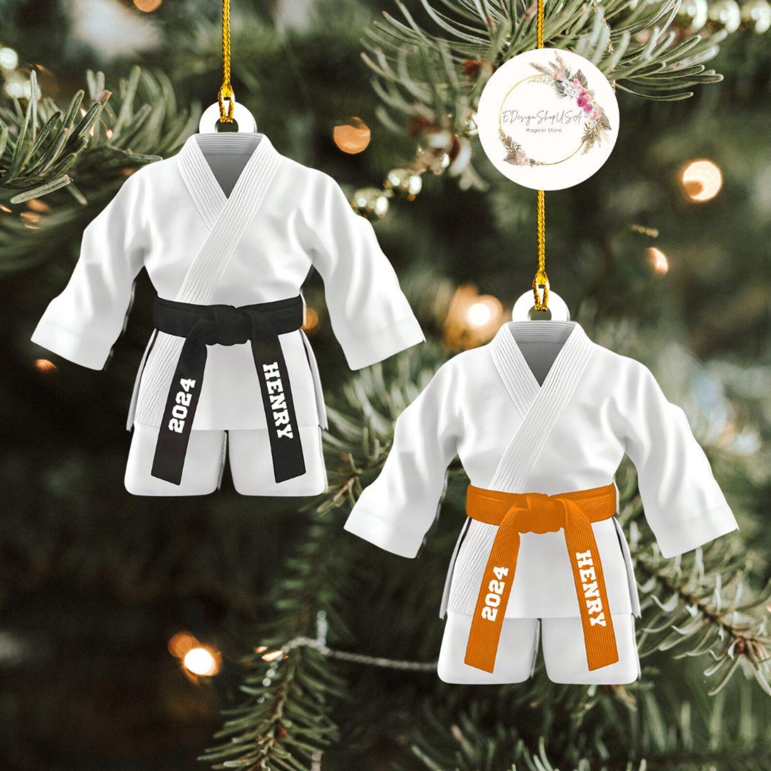 Personalized 2D Karate Ornament, Custom Belt Color Karate Kids ...