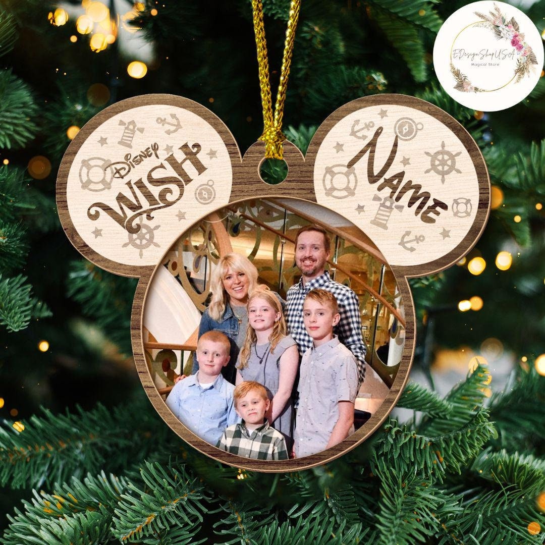 Personalized Disney Cruise Ornament, Custom Photo & Name Mickey Ears ...