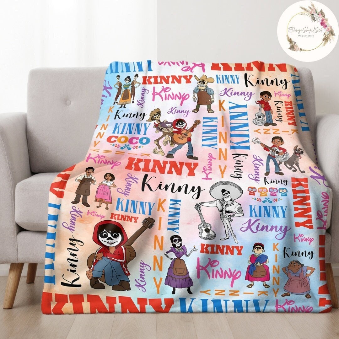 Personalized Watercolor Disney Pixar Coco Blanket, Custom Name Miguel ...
