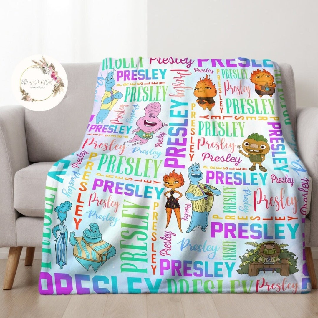 Personalized Watercolor Disney Pixar Elemental Blanket, Custom Name ...