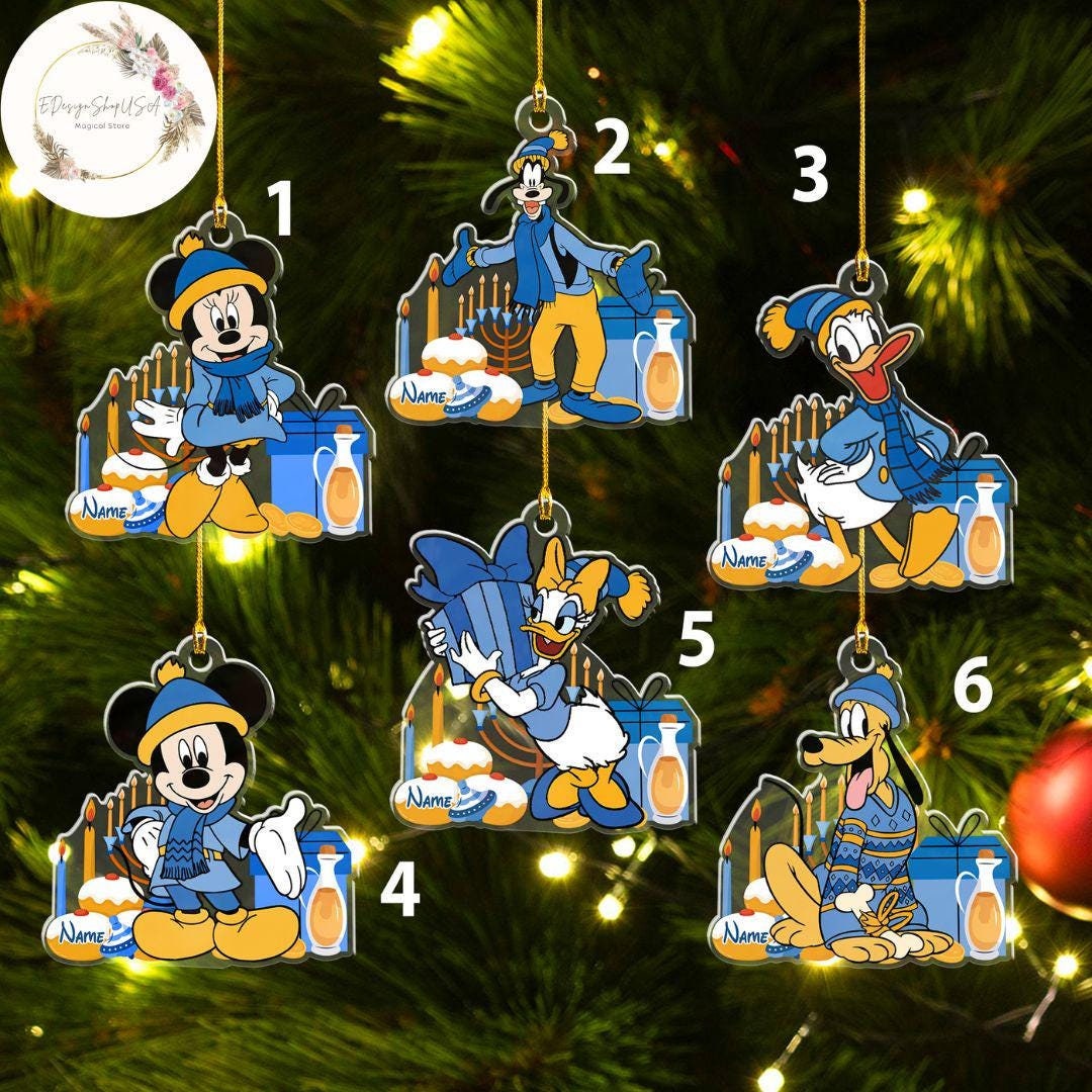 Personalized Mickey & Friends Disney Hanukkah Christmas Ornament ...