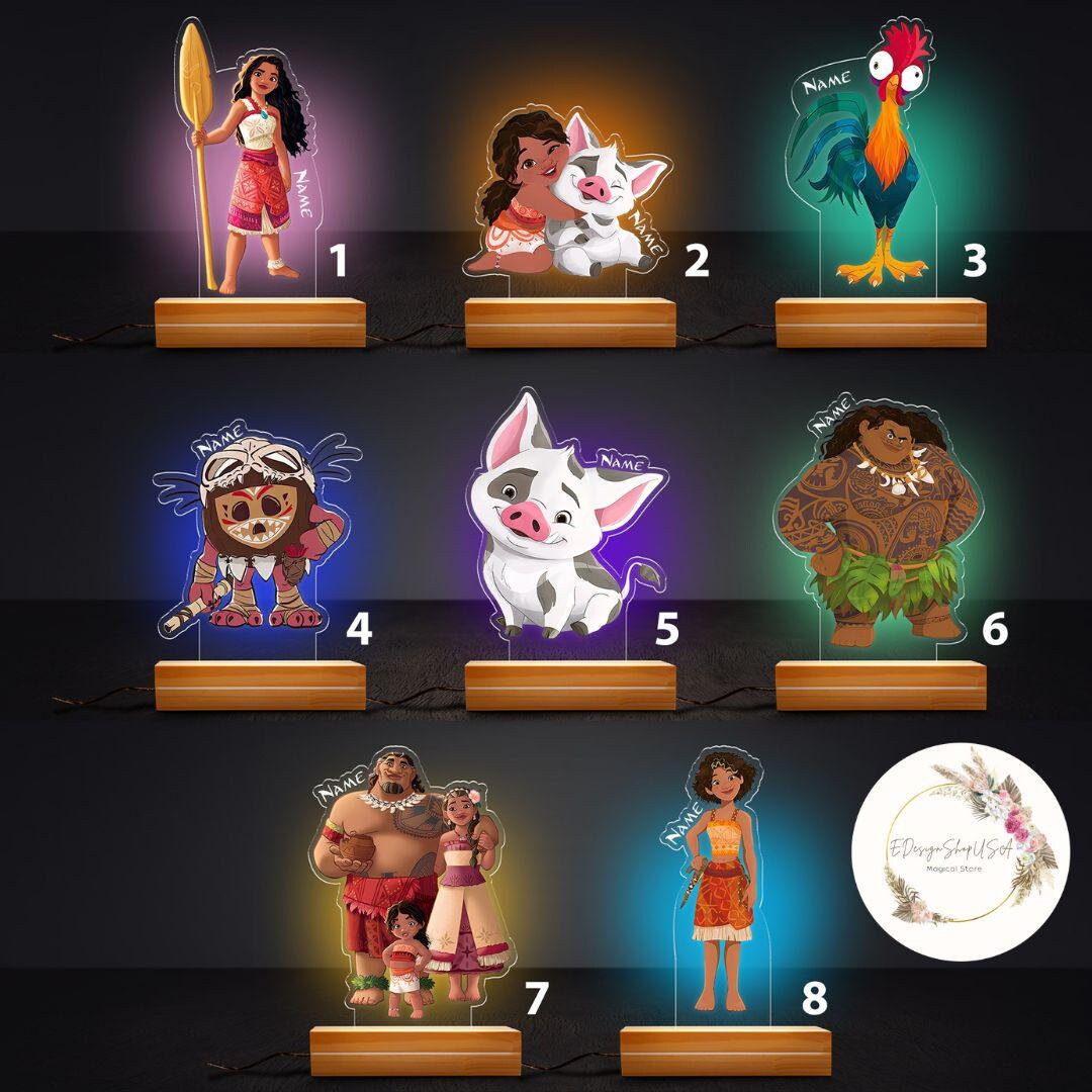 Personalized Disney Moana Night Light, Disney Princess Moana 2 Movie ...