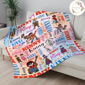 Personalized Watercolor Disney Pixar Coco Blanket, Custom Name Miguel ...