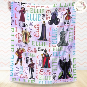 Personalized Watercolor Disney Villains Blanket, WDW Disneyland Evil ...