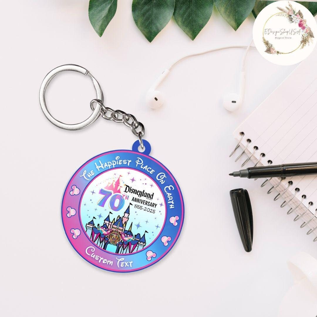 Personalized Disneyland 70th Anniversary Keychain, Happiest Place on ...