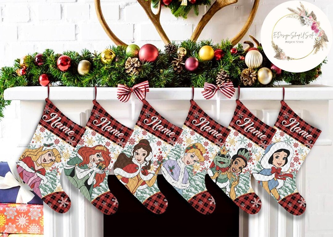 Personalized Disney Princess Christmas Stockings, Disney Family Girl ...