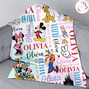 Personalized Watercolor Mickey and Friends Disney Blanket, Custom Name ...