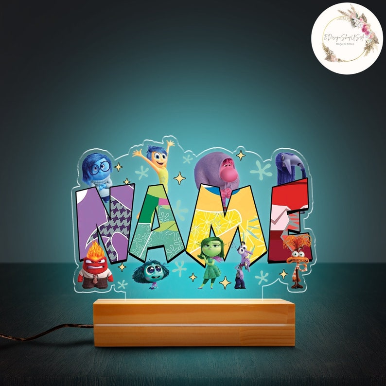 Custom Name Disney Pixar Inside Out Night Light, Family Inside Out 2 ...