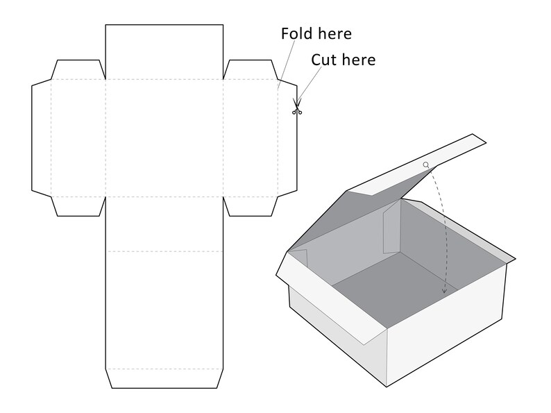 Box Template Custom Box Square Box Design Box Cut Gift Box Template ...