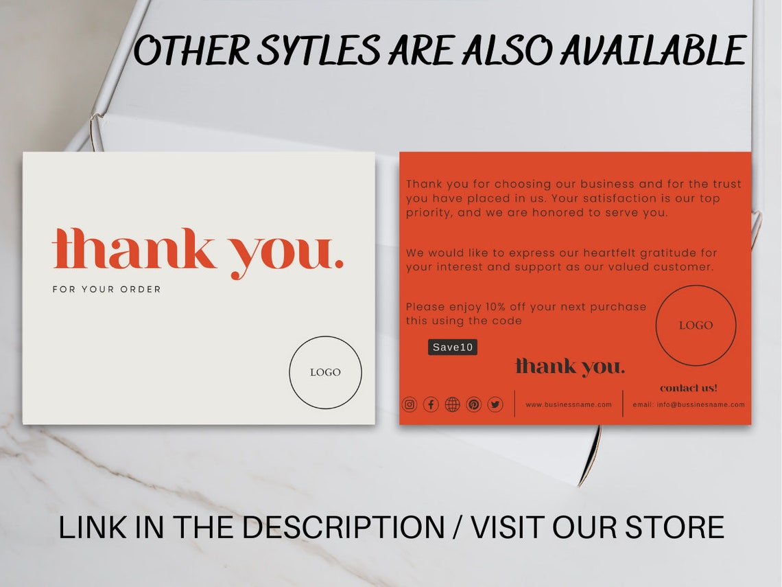 Business Thank You Card Personalized Thank You Note - Etsy