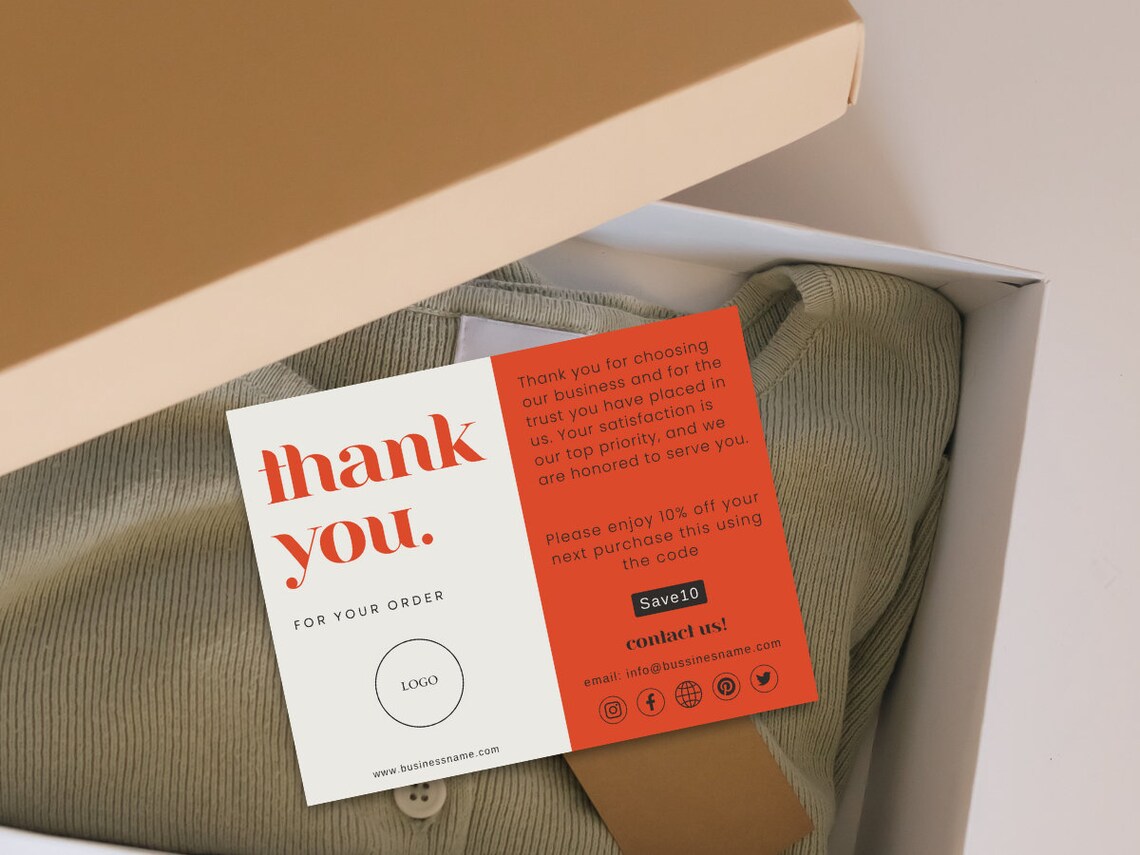 Business Thank You Card Personalized Thank You Note Professional ...