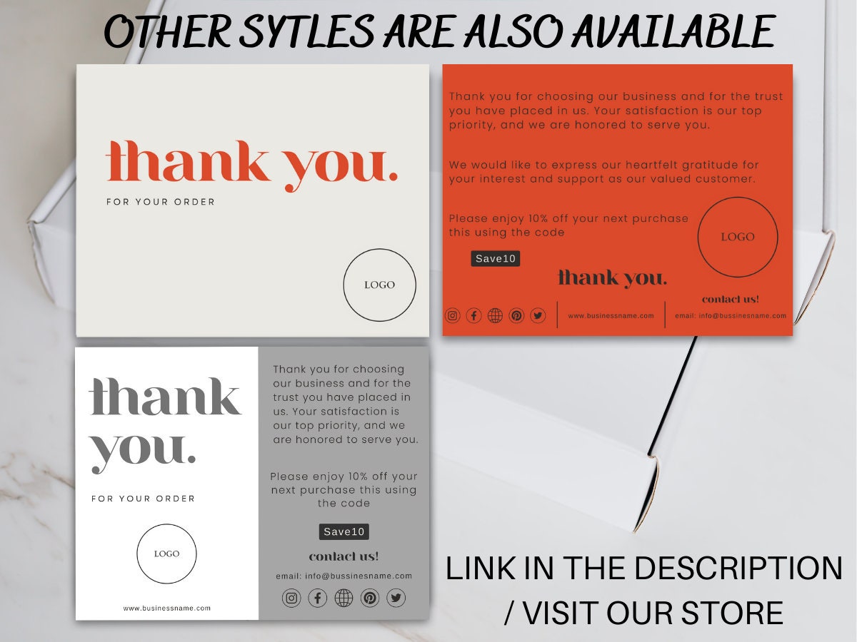 Business Thank You Card Personalized Thank You Note Professional ...