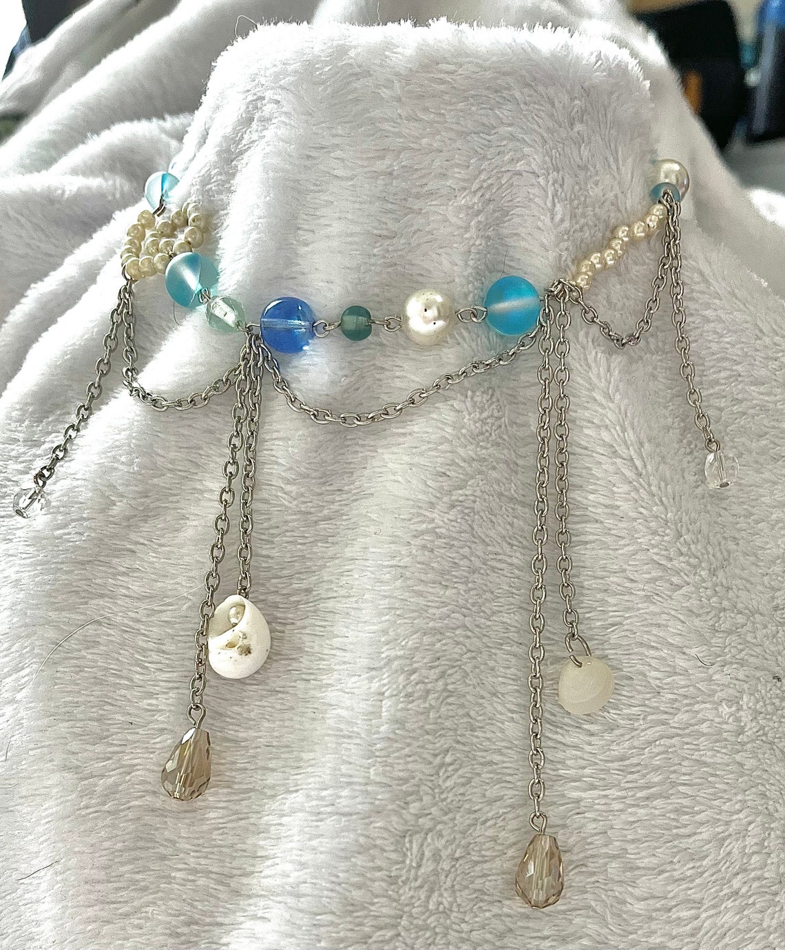 Blue Mermaidcore Aesthetic Necklace Choker - Etsy