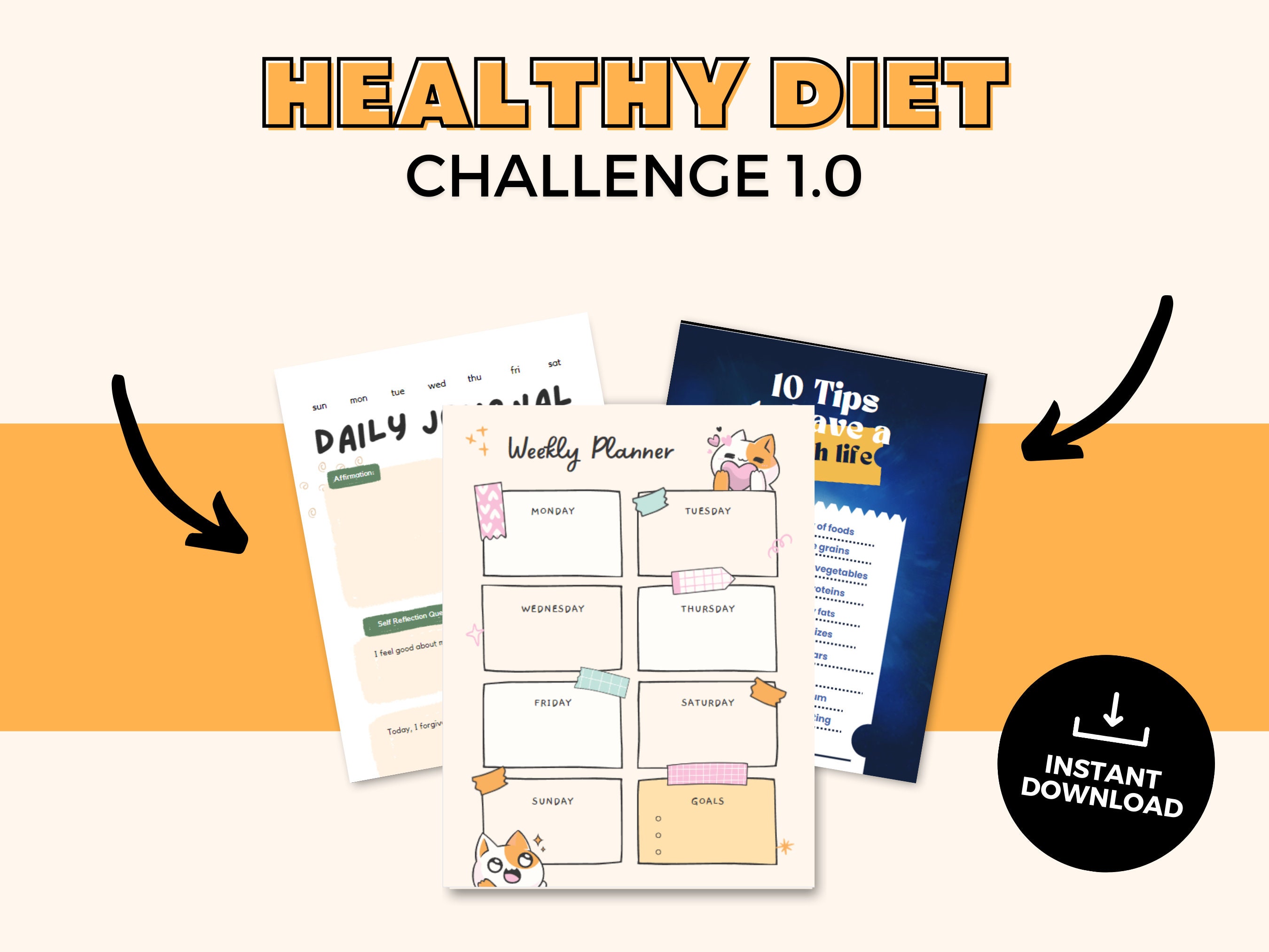 Healthy Diet Challenge, Weekly Plan, Daily Plan, Tips for Eating ...