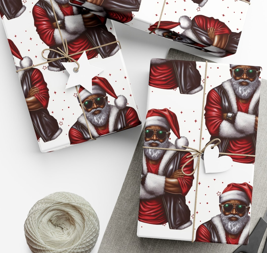Wrapping Paper With Black Santa at Alfred Wilford blog