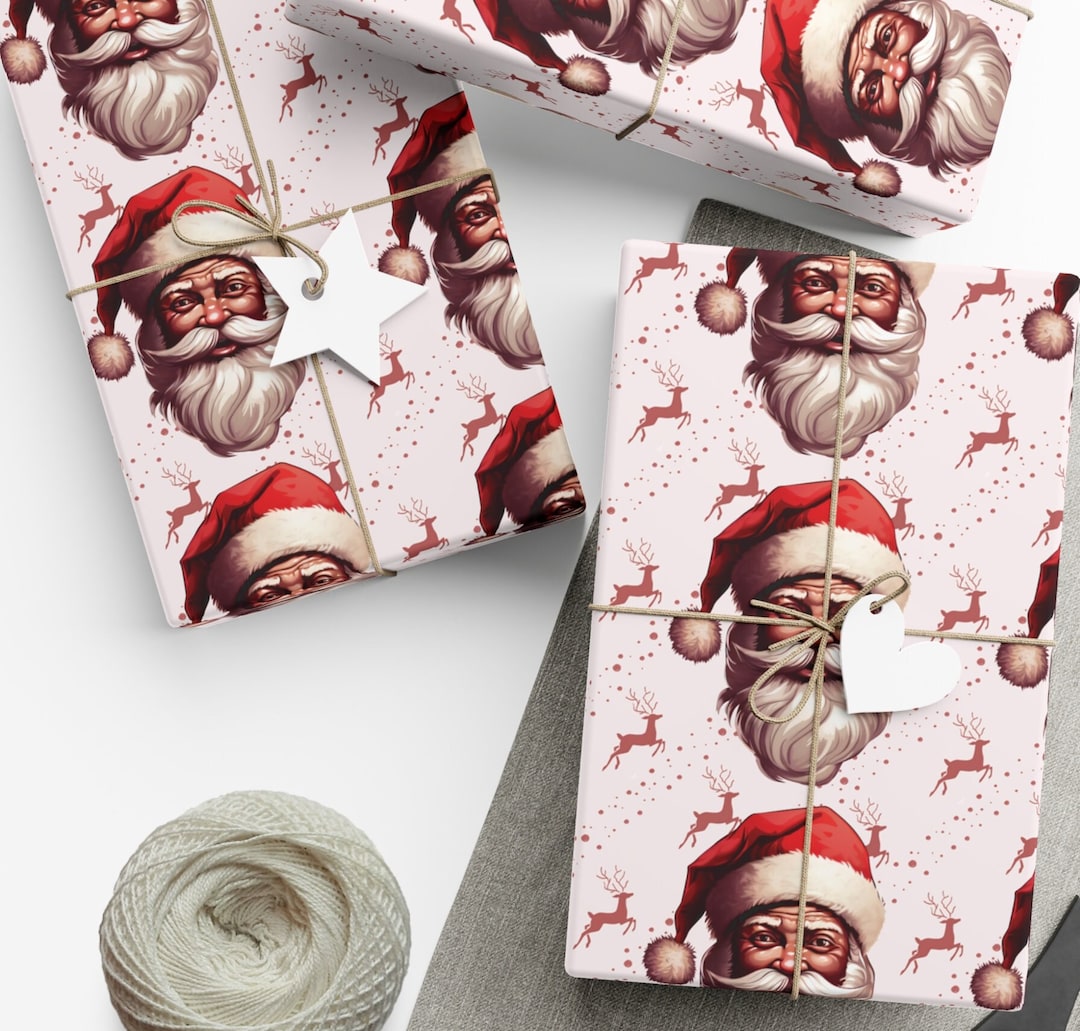 Black Santa Claus Gift Wrap Black Santa Wrapping Paper Cool - Etsy