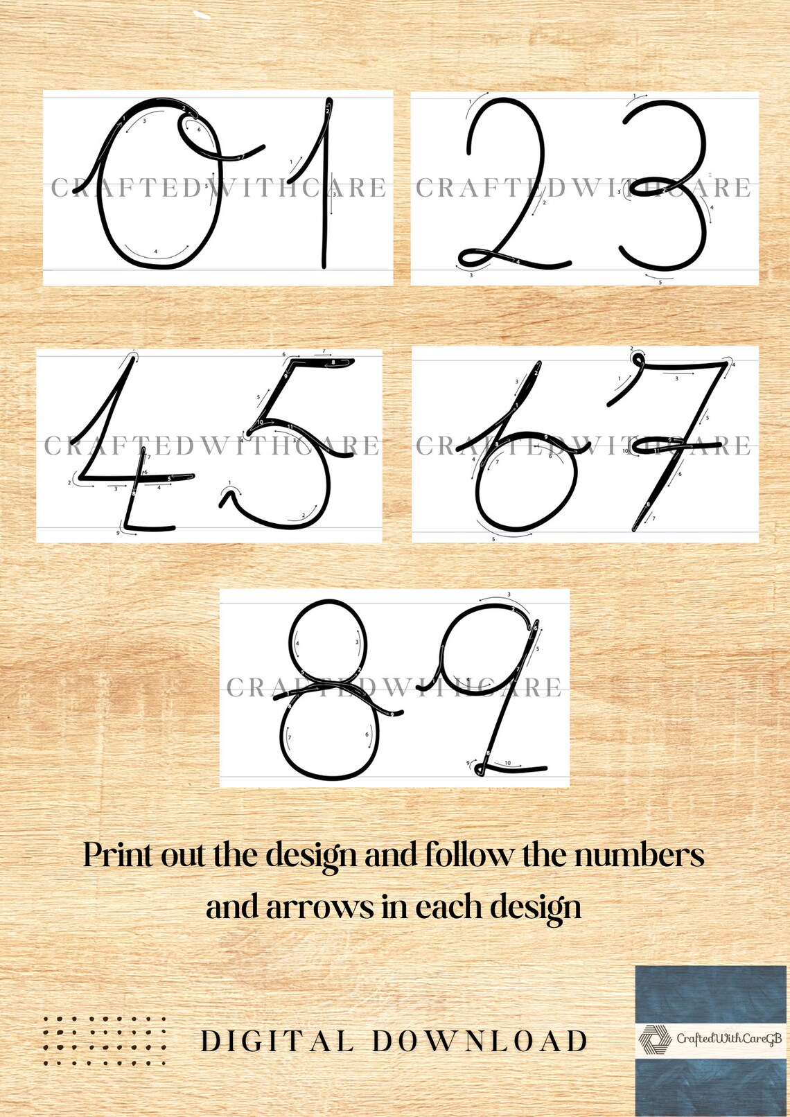Printable Number Templates for Knitted Wire Art Digital Download - Etsy