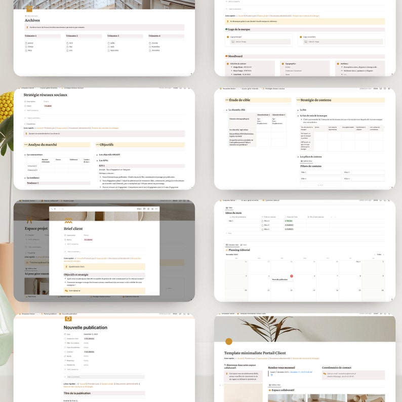 Template Minimaliste Portail Client Notion Template Notion Community Manager Modèle Espace ...