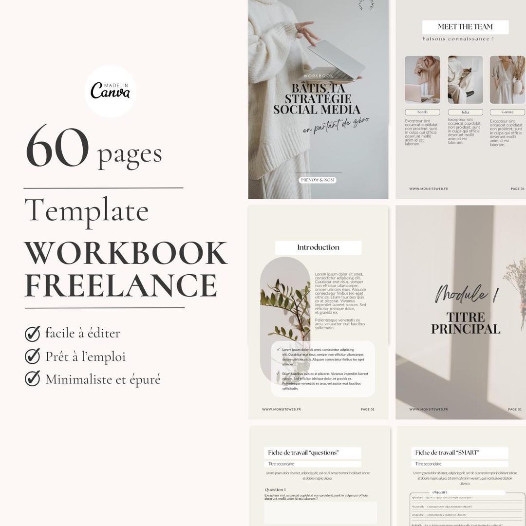Workbook Freelance | Template Workbook Pour Freelance | Modèle Workbook Canva | Workbook ...