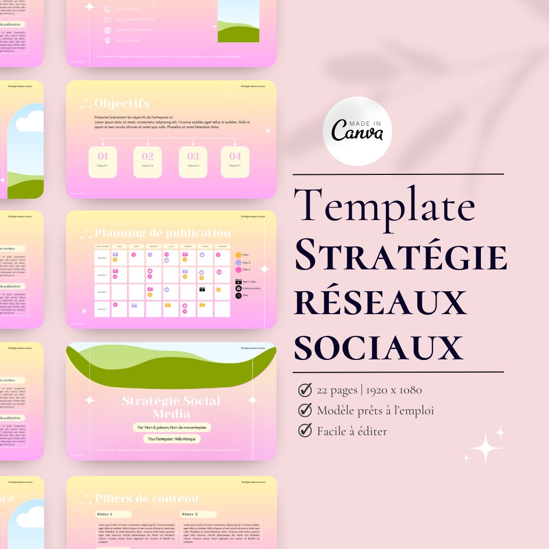 Modèle Stratégie Social Media Template Stratégie Réseaux - Etsy Australia