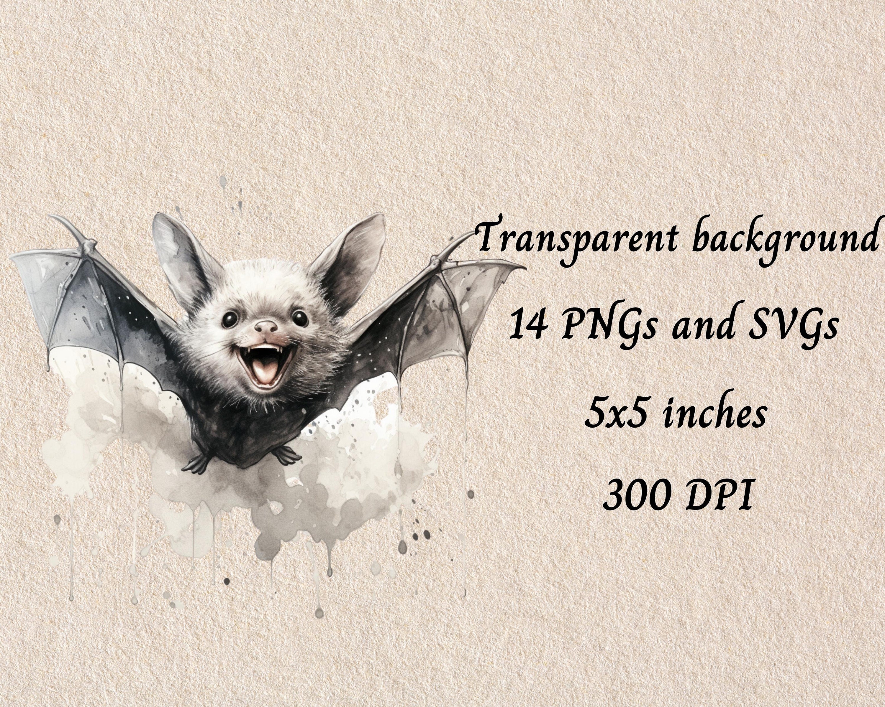 Bats Watercolor Clipart, Halloween Decoration Watercolor Clipart, Baby ...