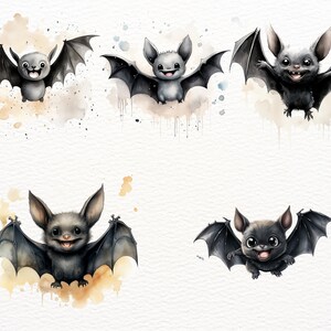Bats Watercolor Clipart, Halloween Decoration Watercolor Clipart, Baby ...