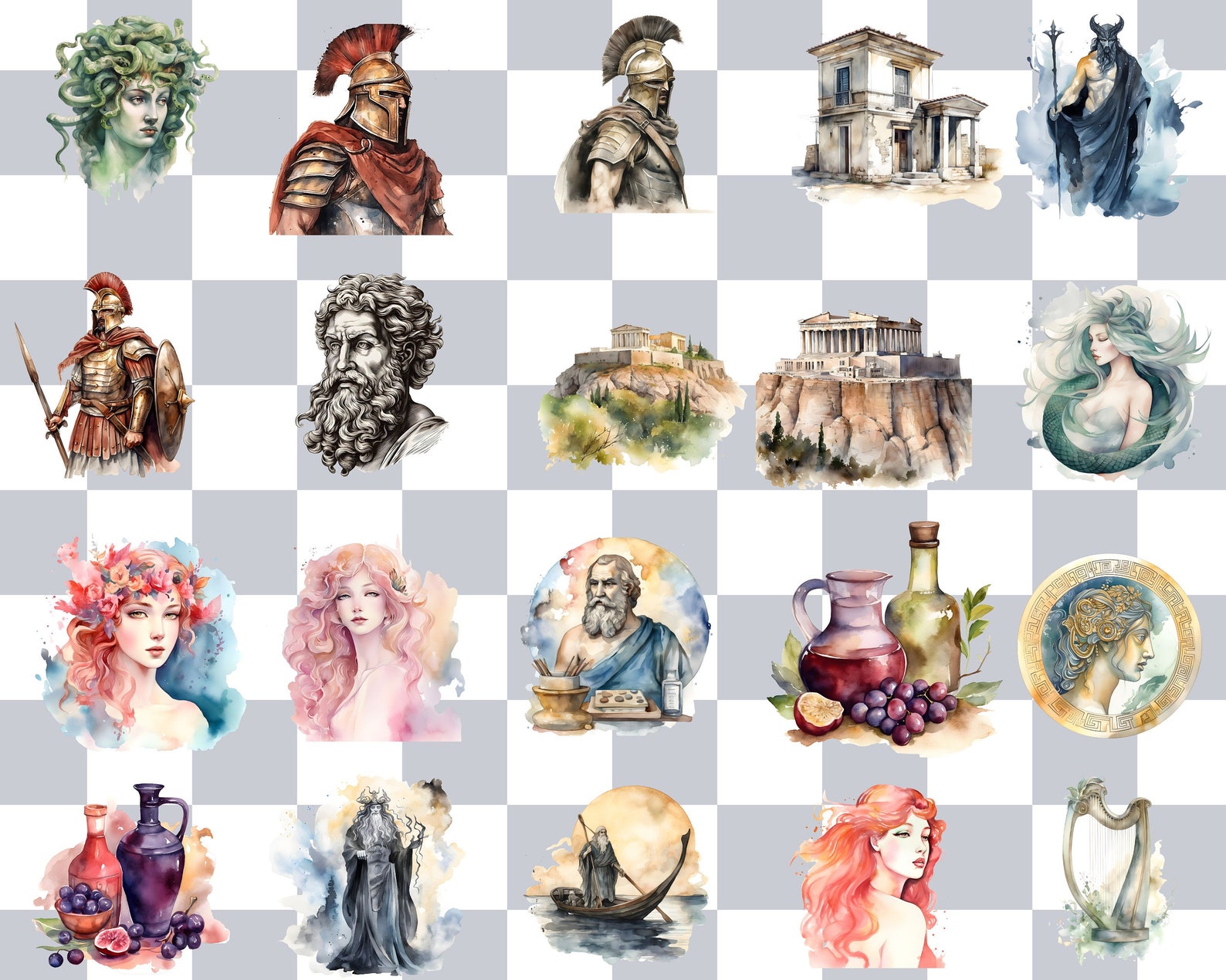 Ancient Civilizations Clipart Bundle, Egypt History Watercolor Clipart ...