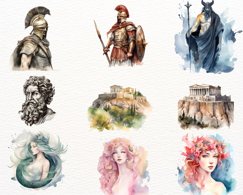 Watercolor Ancient Greece Clipart Bundle, 40 Images Hellenistic PNG ...