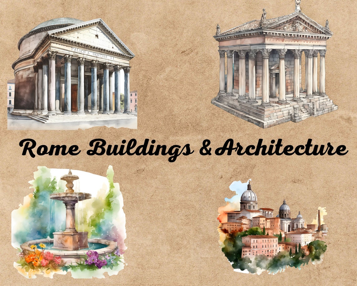 Ancient Rome Watercolor Clipart, Ancient Rome Clipart Set, Ancient Rome ...