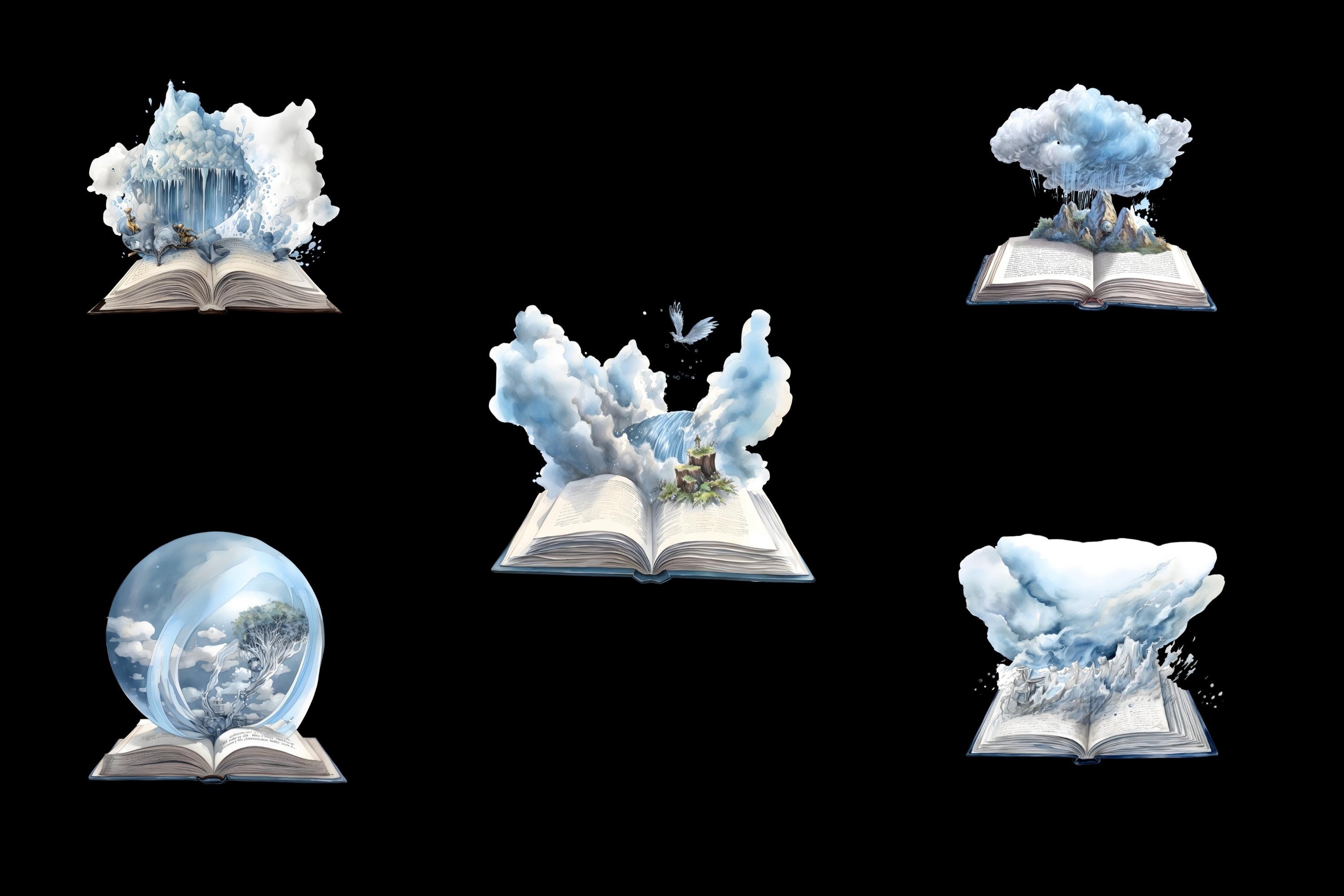 20 PNG Watercolor Fantasy Air Books Clipart Open Book Clip - Etsy