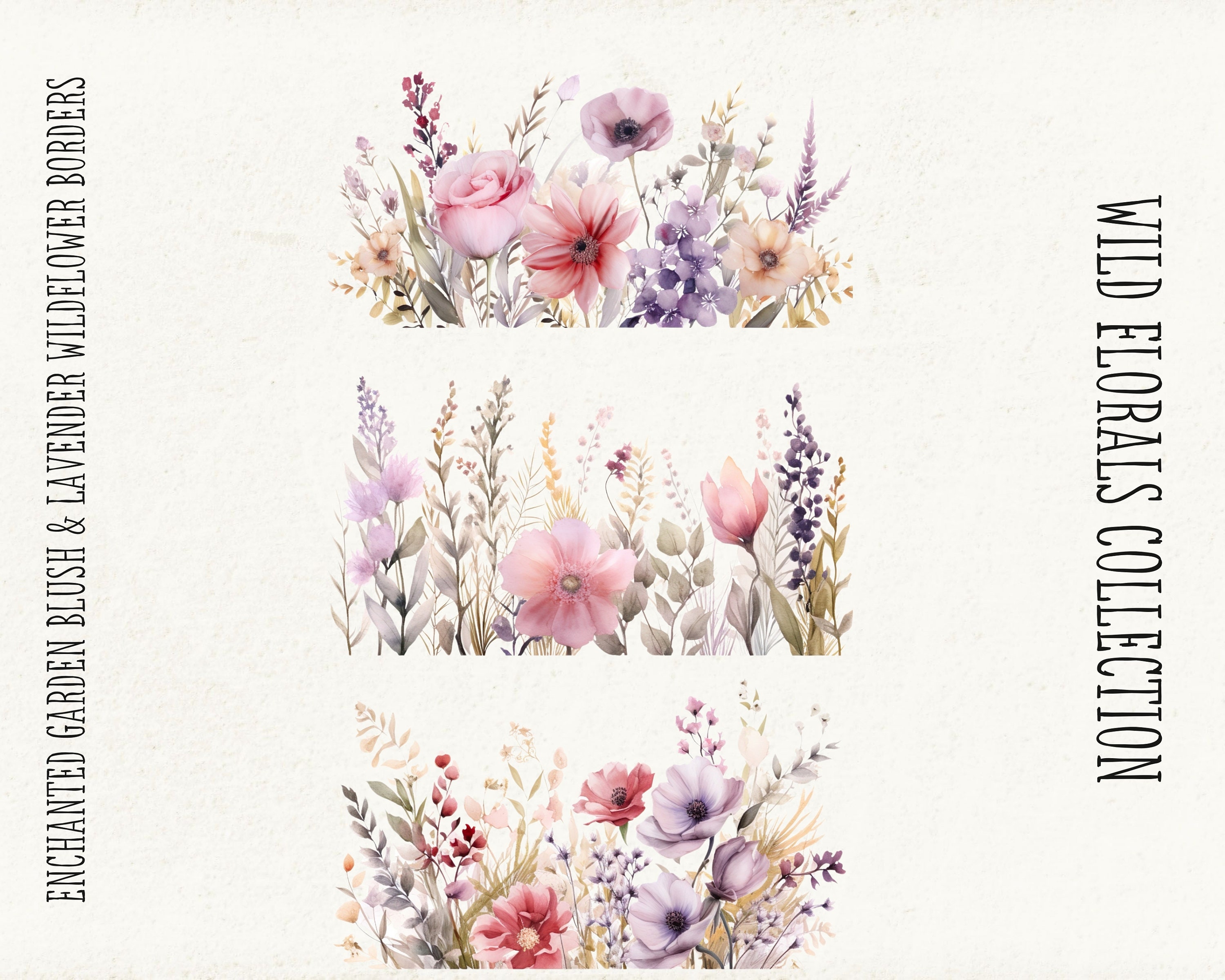 Pastel Watercolor Flowers Clipart Bundle, 17 PNG Wildflower Hand ...