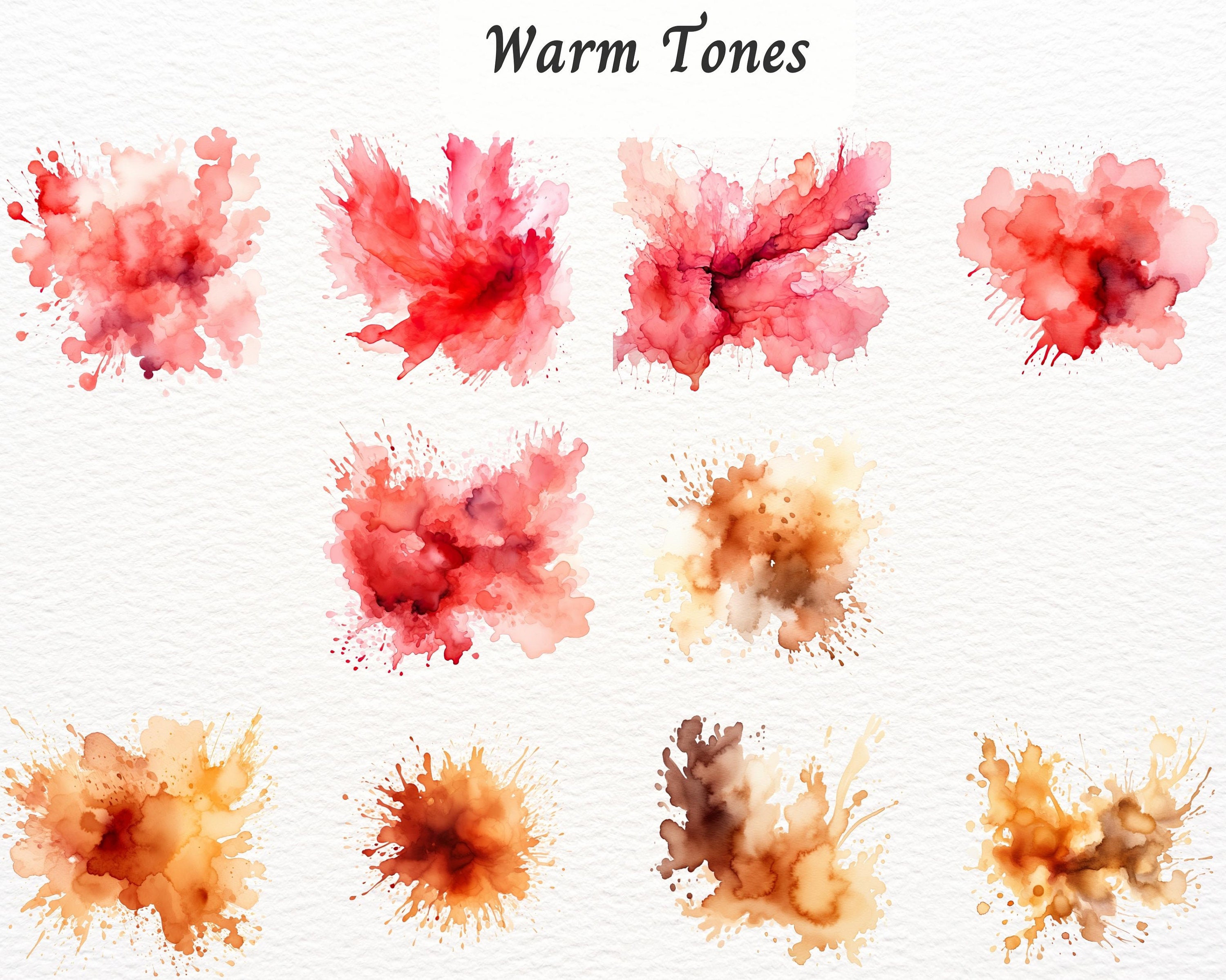 20 Watercolor Splashes, Clipart Elements & Free Flowing Shapes ...
