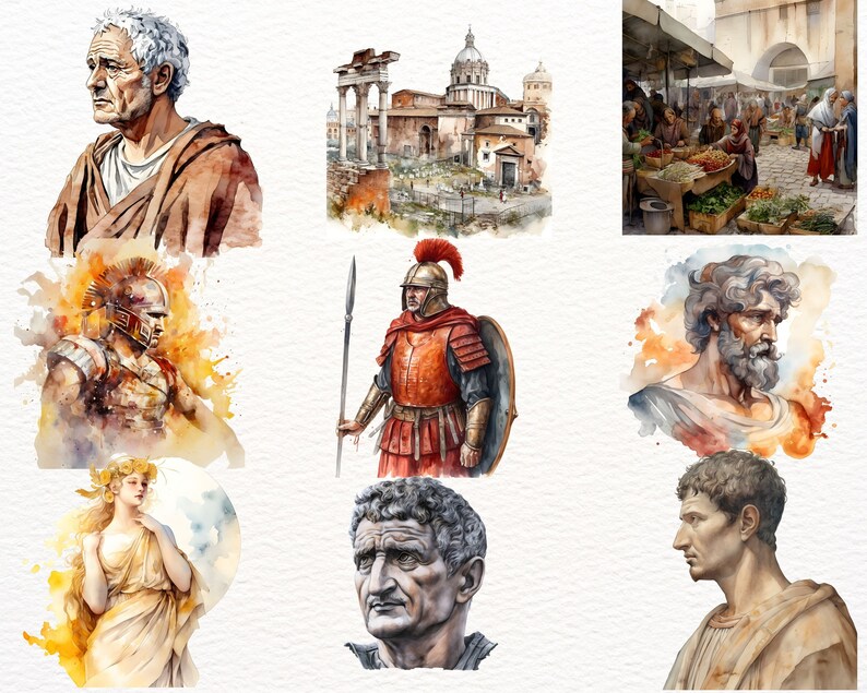 Ancient Rome Watercolor Clipart, Ancient Rome Clipart Set, Ancient Rome ...