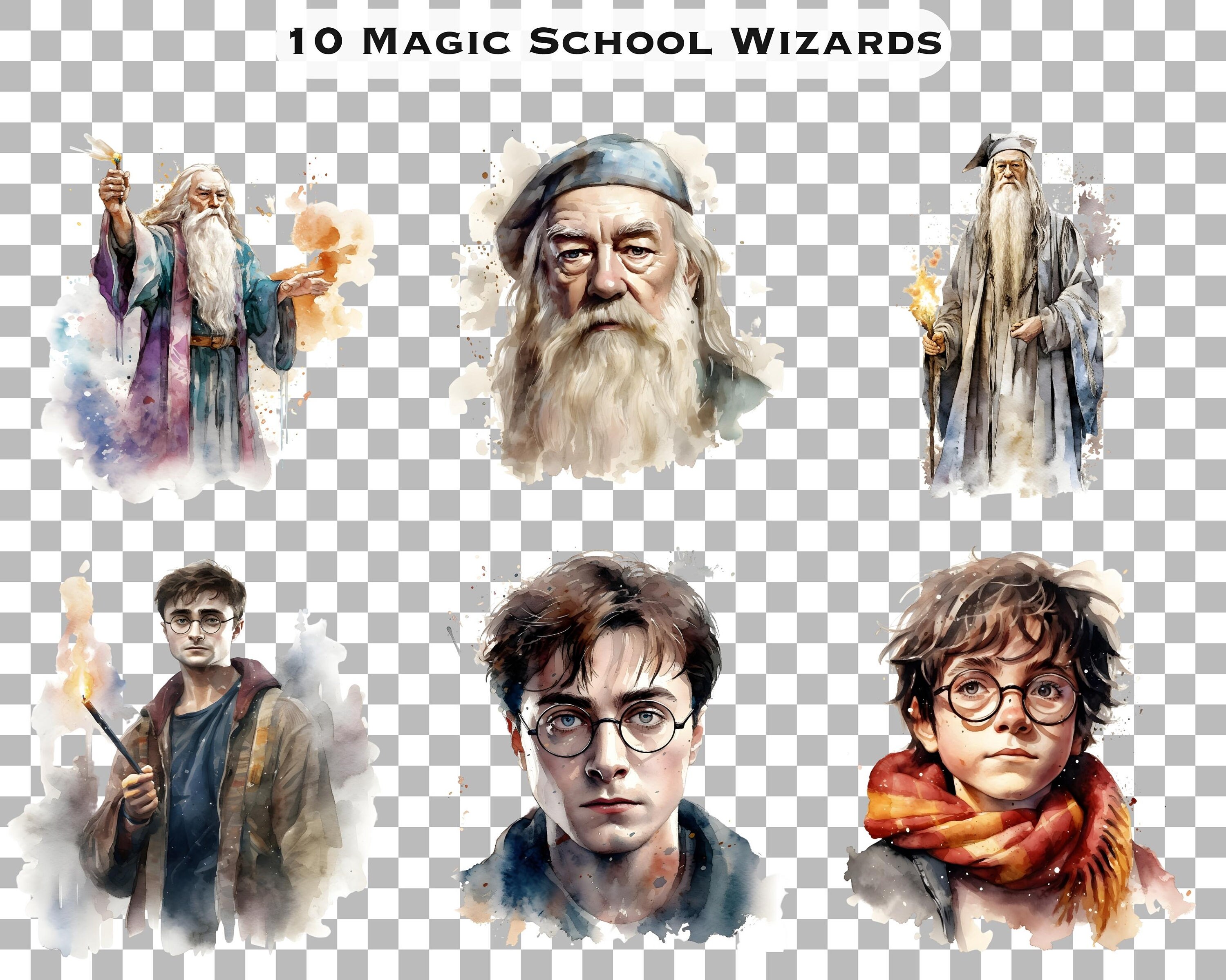 Magic School Wizards Watercolor Clipart, Wizards Watercolor Clipart ...