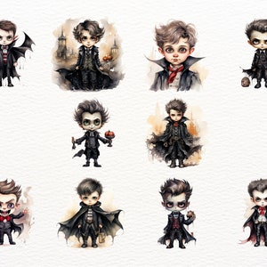 Vampire Watercolor Clipart, Little Vampires Watercolor Clipart ...