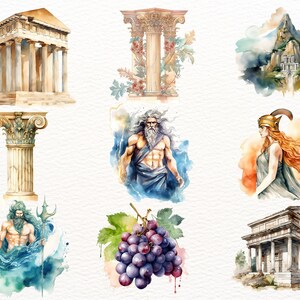 Watercolor Ancient Greece Clipart Bundle, 40 Images Hellenistic PNG ...