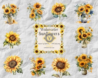 Watercolor Sunflowers PNG Format Clipart, Autumn and Fall Sunflower ...