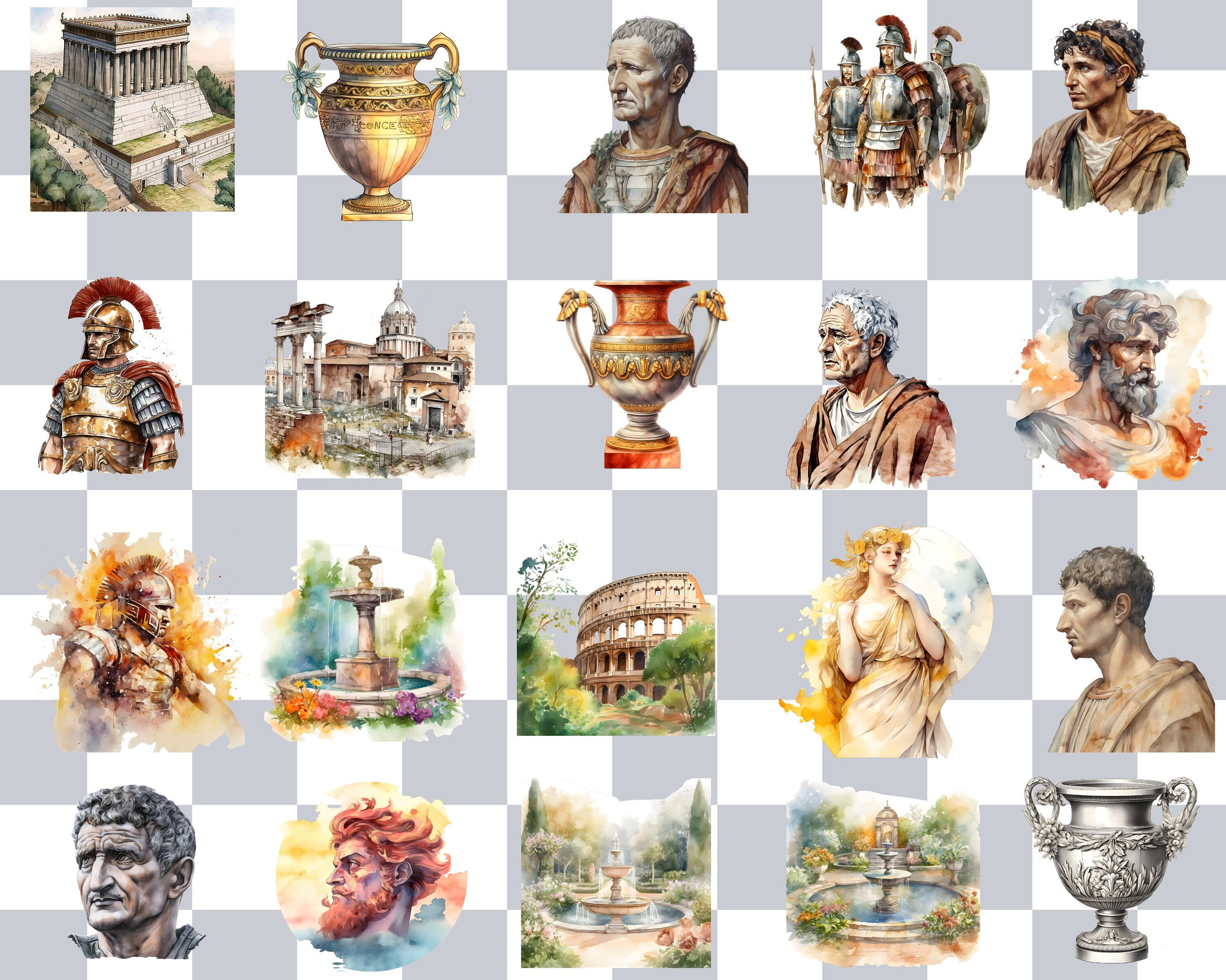 Ancient Civilizations Clipart Bundle, Egypt History Watercolor Clipart ...