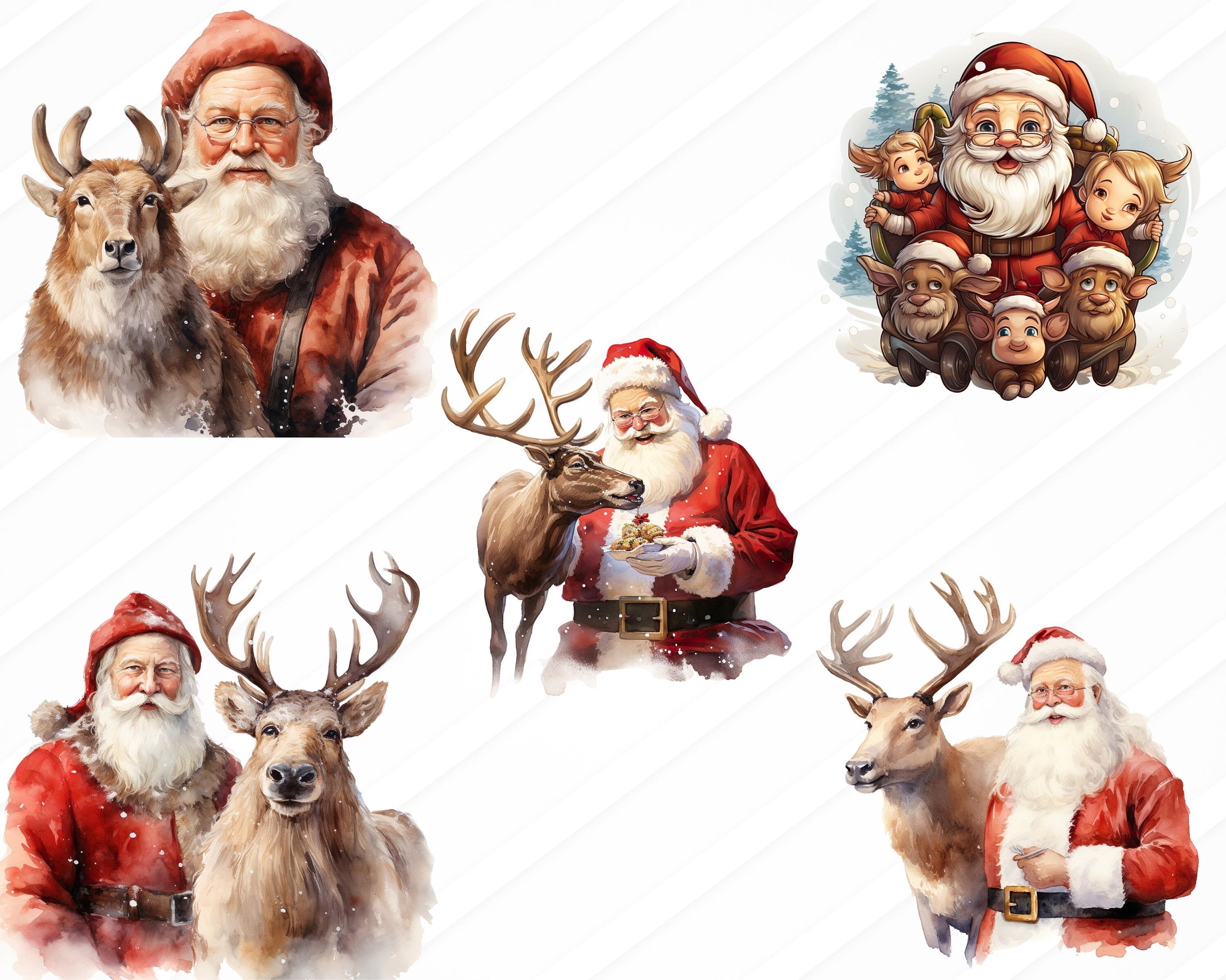 Santa With Reindeer Clipart, Christmas Clipart, Santa Claus PNG ...