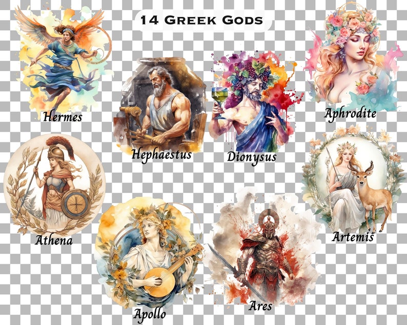 Greek Gods Watercolor Clipart Greek Watercolor Clipart Greek - Etsy