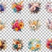 Colorful Boho Flowers Watercolor Clipart, Boho Flowers PNG, Watercolor ...
