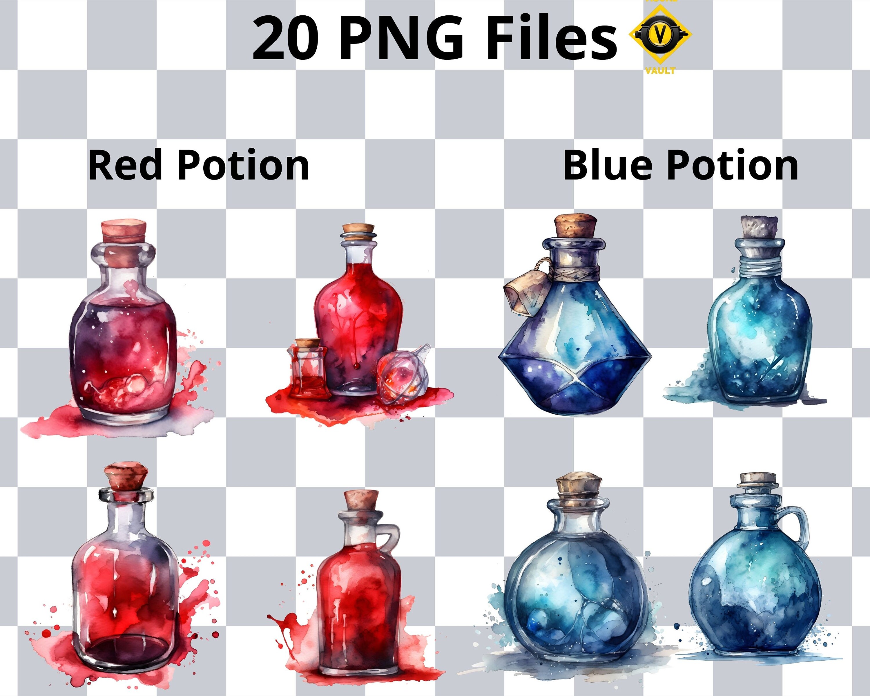 Magic Potions Watercolor Clipart, Magic School Potions Clipart, Wizard ...