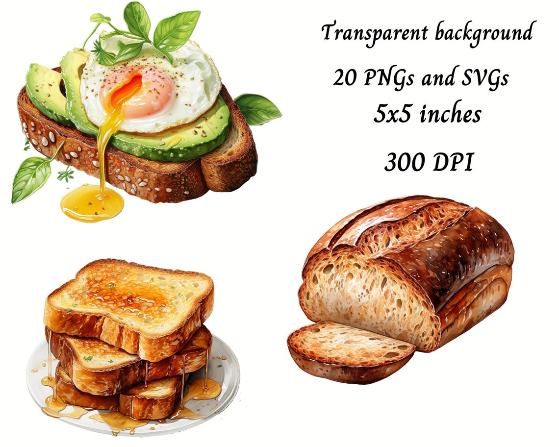 Breakfast Watercolor Clipart, Breakfast Graphics, Breakfast Colorful ...