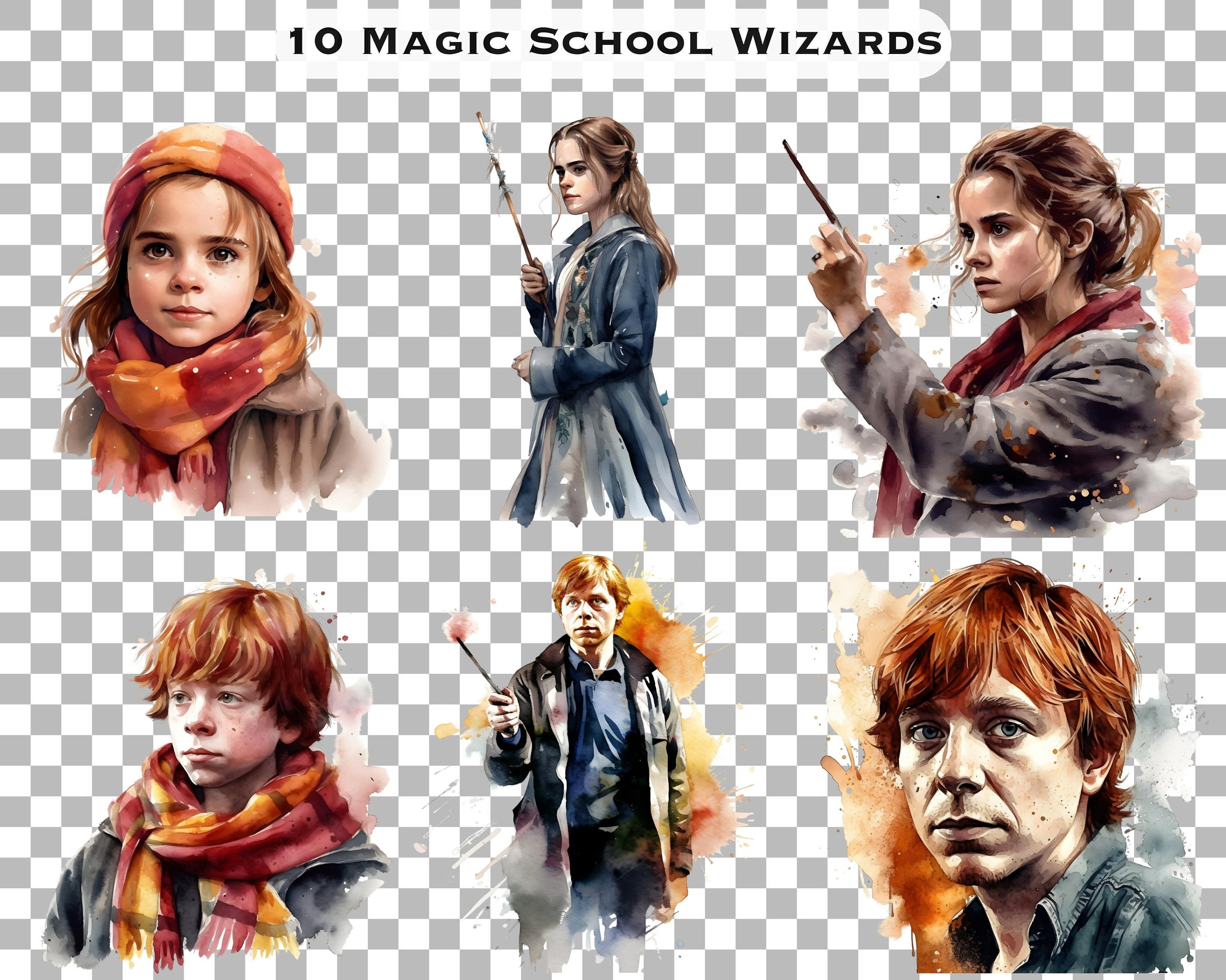 Magic School Wizards Watercolor Clipart, Wizards Watercolor Clipart ...
