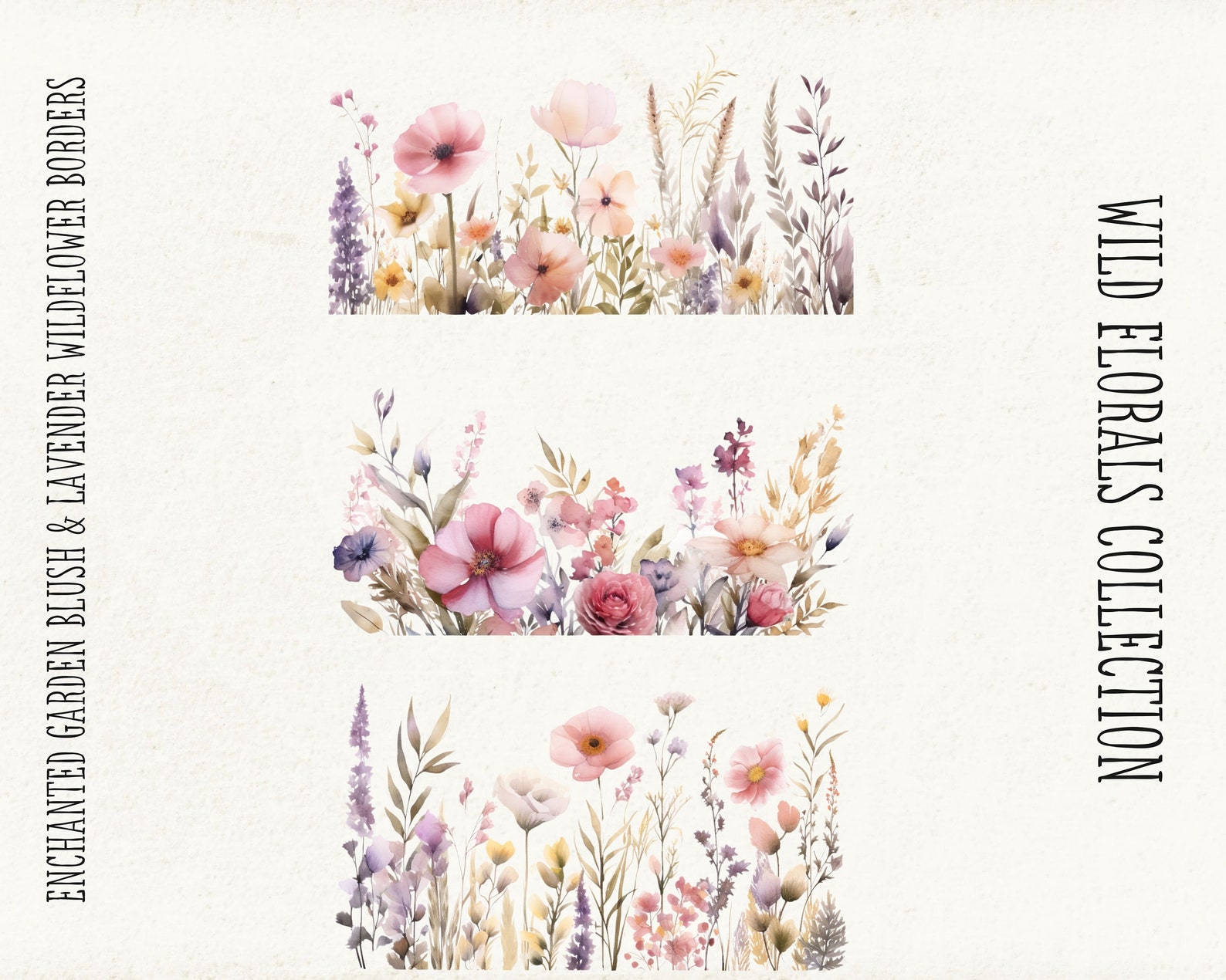 Pastel Watercolor Flowers Clipart Bundle, 17 PNG Wildflower Hand ...