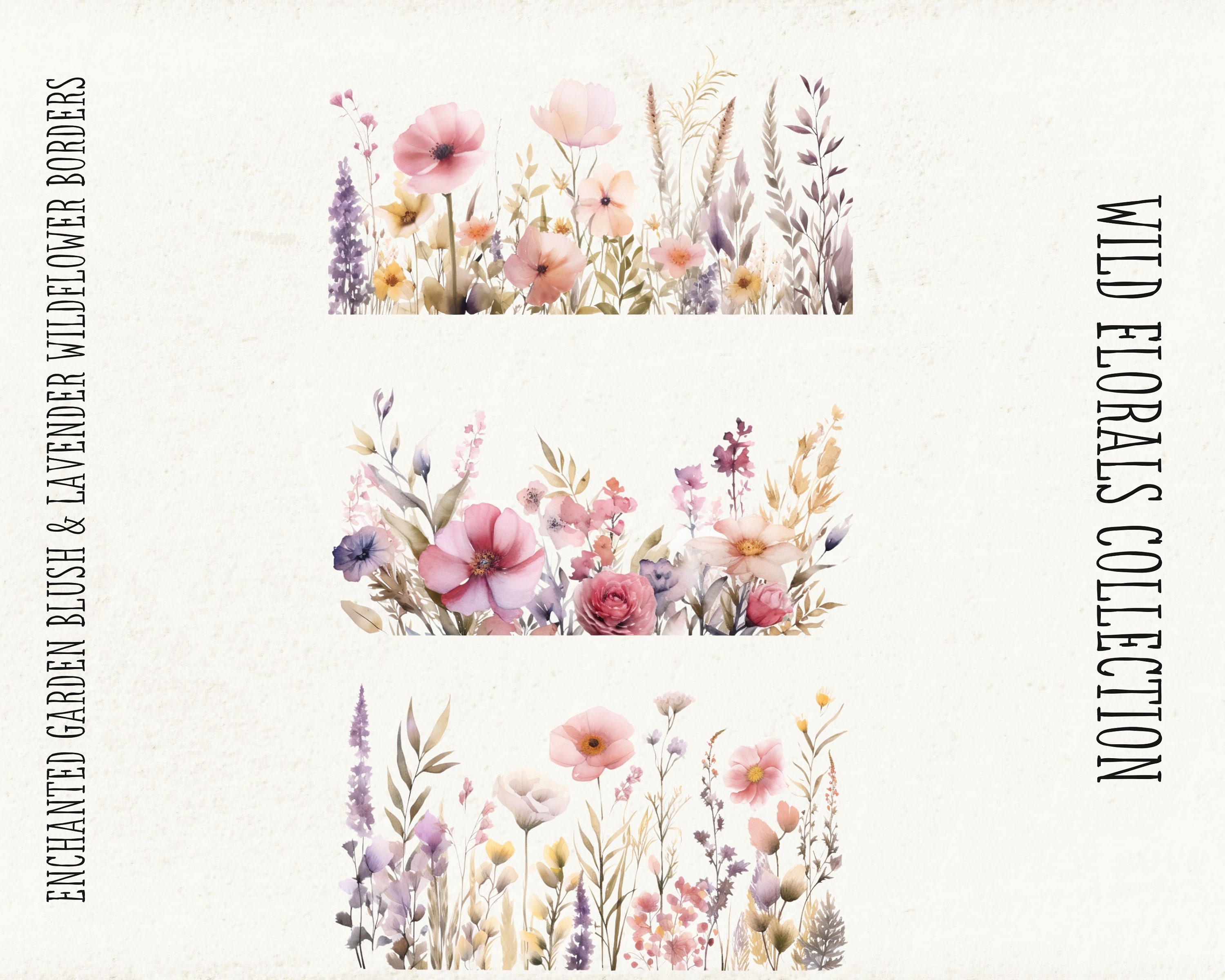 Pastel Watercolor Flowers Clipart Bundle, 17 PNG Wildflower Hand ...