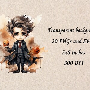 Vampire Watercolor Clipart, Little Vampires Watercolor Clipart ...